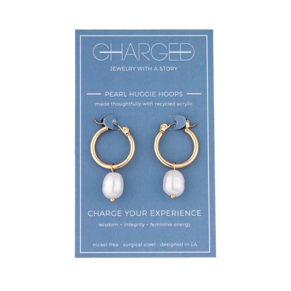 Charged | Jewelry | Nwt Charged Removable Pearl Stone Huggie Earrings | Poshmark